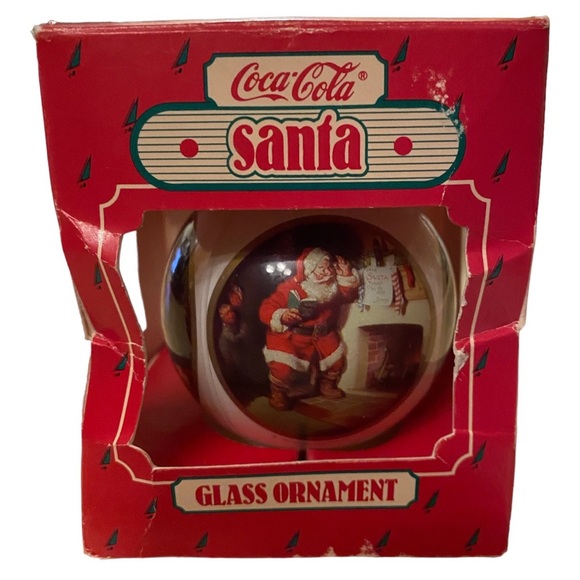 Vintage | Holiday | Vintage 986 Hallmark Coca Cola Santa Glass Ball ...